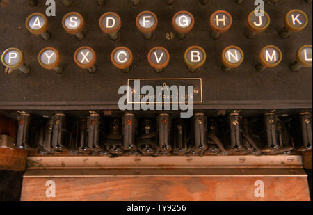 A rare three-cipher rotor design Enigma machine (M3) used by the ...