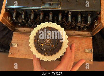 A rare three-cipher rotor design Enigma machine (M3) used by the ...