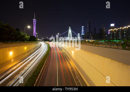 Light trails on urban roads Stock Photo - Alamy