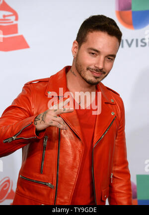 Musician J Balvin poses backstage at the 15th annual Latin Grammy ...