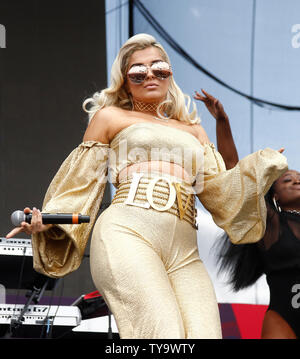 Bebe Rexha performs during the 2017 iHeartRadio Festival on Saturday ...