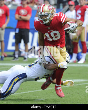 Los Angeles Chargers tackle Austin Deculus (74) stands for the national ...