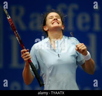 Ana Ivanovic, of Serbia, celebrates after defeating Svetlana Kuznetsova ...