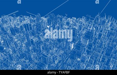 Outline city concept. Wire-frame style Stock Vector Image & Art - Alamy