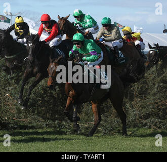 Grand National winning jockey Liam Treadwell is caught giving his horse ...