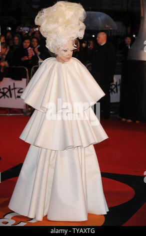 American singer Lady Ga-Ga attends the "Brit Awards" at Earl's Court in ...