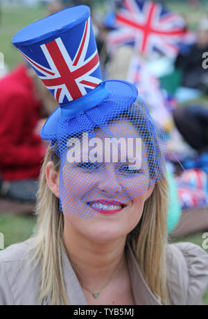 A royal well-wisher celebrates the wedding of Prince William and ...