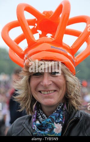 A royal well-wisher celebrates the wedding of Prince William and ...