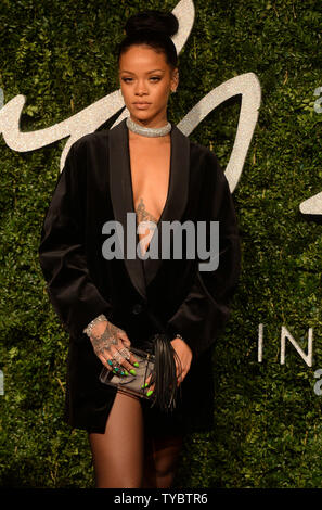 Barbadian- American singer Rihanna attends the "British Fashion Awards ...