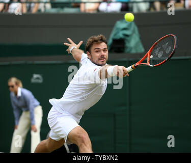 Swiss Stan Wawrinka returns the ball to Spain's Rafael Nadal during the ...