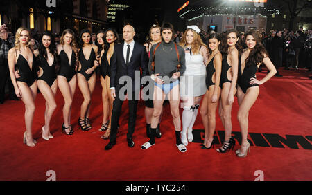 British actors Mark Strong and Sacha Baron Cohen attend the premiere of ...