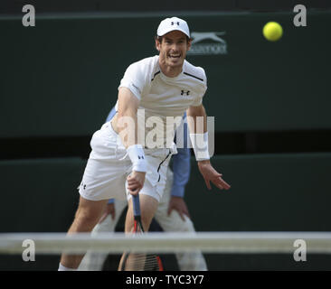 Britain's Andy Murray serves the ball to Australia's Nick Kyrgios ...