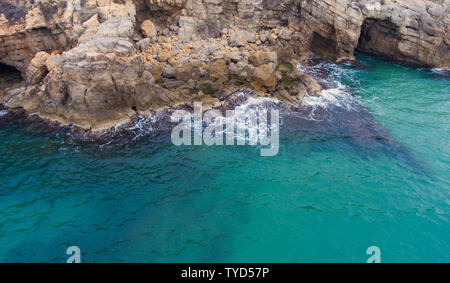 Aerial view of the grottoes in the rocky seashore Stock Photo - Alamy