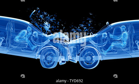 3d rendered illustration of two colliding cars - illustrating the ...