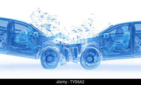 3d rendered illustration of two colliding cars - illustrating the ...