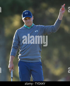 Jordan Spieth reacts on the third hole during the first round of the ...