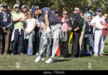 USA's Dustin Johnson on the 5th during the practice day at The Royal St ...