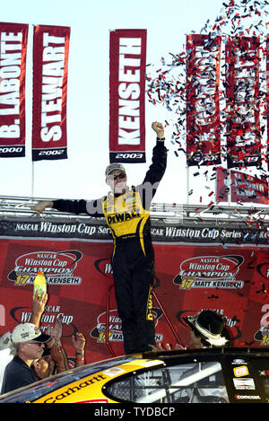 Nascar Winston Cup Champion Matt Kenseth celebrates winning the last ...