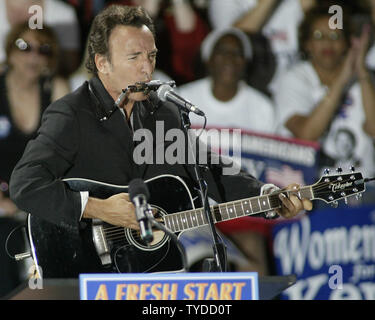 bruce springsteen and senator john kerry address supporters at a ...