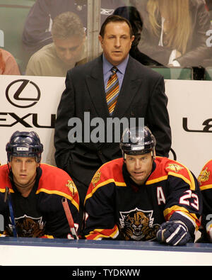 Florida Panthers head coach Jacques Martin coaches during the Panthers ...