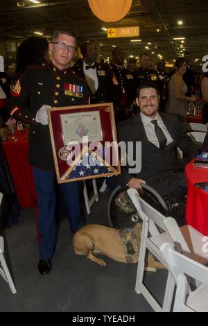 U.S. Marine combat veterans attend the Corpsmen Memorial Dedication ...