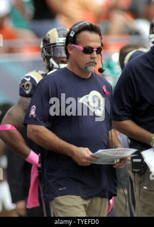 Miami Dolphins head coach Jeff Hafley walks on the field during an NFL ...