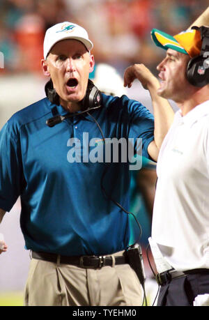Miami Dolphins head coach Joe Philbin looks on during the first half of ...