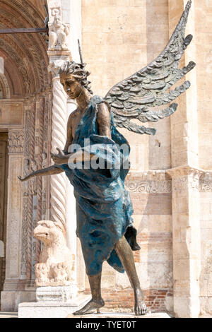 Blue angel in front of Verona Cathedral, bronze sculpture by Albano ...