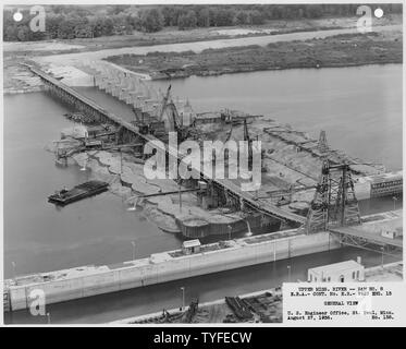 Photograph with caption Dam No. 6, General view of temporary bridge ...