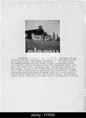 Photograph with text of Presbyterian church with Native American ...