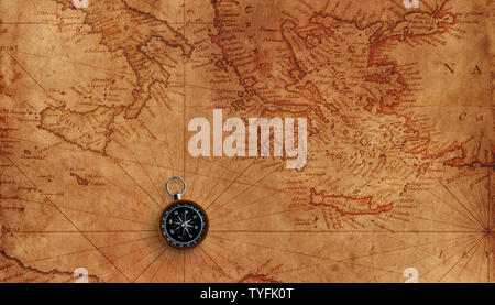 Old vintage compass on ancient map Stock Photo - Alamy