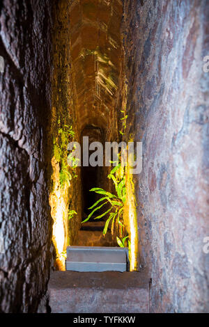 View of the narrow passage that forms Exeter's underground passages and ...