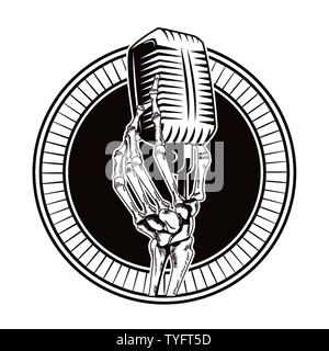 antique microphone and skeleton hand Stock Vector Image & Art - Alamy