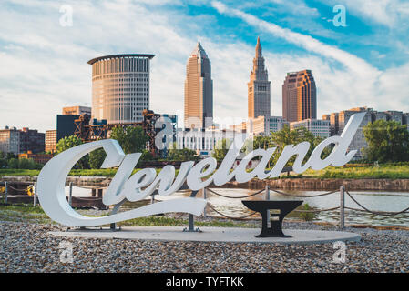 Cleveland Script Sign Stock Photo - Alamy