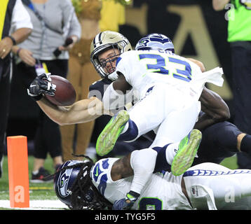 Seattle Seahawks tight end AJ Barner (88) celebrates after catching a ...