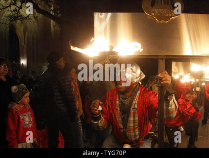 Flambeaux march in Mardi Gras Parades in New Orleans Louisiana Stock ...