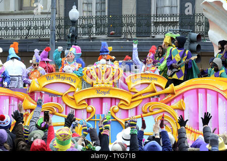 Members of Rex parade down St Charles Ave in New Orleans on March 5 ...