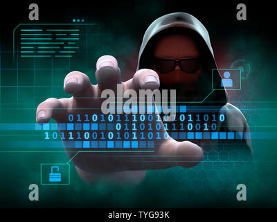 3D Hacking code data flow stream on black. Screen with typing coding ...