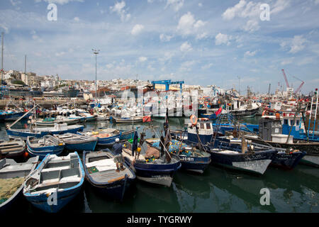 Fishing boats at the harbor of Tangier, Morocco Stock Photo - Alamy