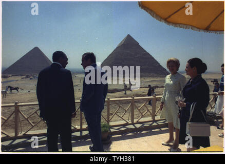 President & Mrs. Nixon with the Anwar Sadat and wife Jehan in Egypt at ...