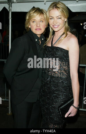 Ellen Degeneres (left) and girlfriend Portia de Rossi arrive for the ...