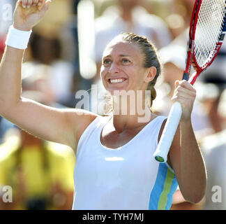 Mary Pierce of France reacts during her upset victory over Martina ...