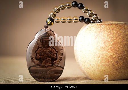 Eight patron saint of the zodiac, obsidian crystal necklace pendant ...