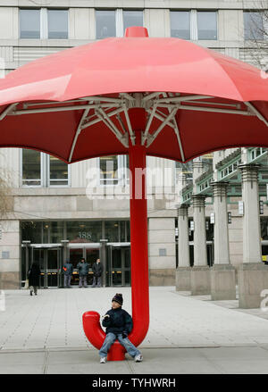 The Citigroup Inc. logo, a large red umbrella, is suspended to the side ...