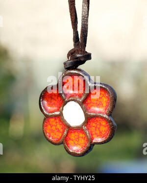a Beautiful hand made polymer clay flowers pendant Stock Photo - Alamy