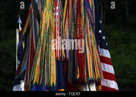 The battle streamers from the U.S. Coast Guard 14th District, U.S ...