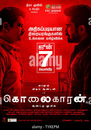 KOLAIGARAN, Indian poster, from left: Vijay Antony, Arjun Sarja, 2019 ...