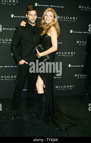 Ricky Martin and Esther Canadas arrive for the Bulgari 125th ...