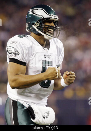 Philadelphia Eagles Donovan McNabb (5) reacts in between plays in the ...