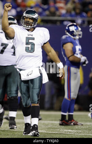 Philadelphia Eagles Donovan McNabb (5) reacts in between plays in the ...